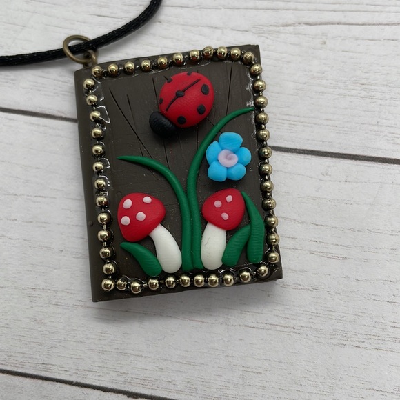 ArnavonCreations | Jewelry | Cottagecore Book Clay Pendant Necklace ...